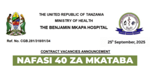 Benjamin Mkapa Hospital (BMH) Contract Vacancies September 2025